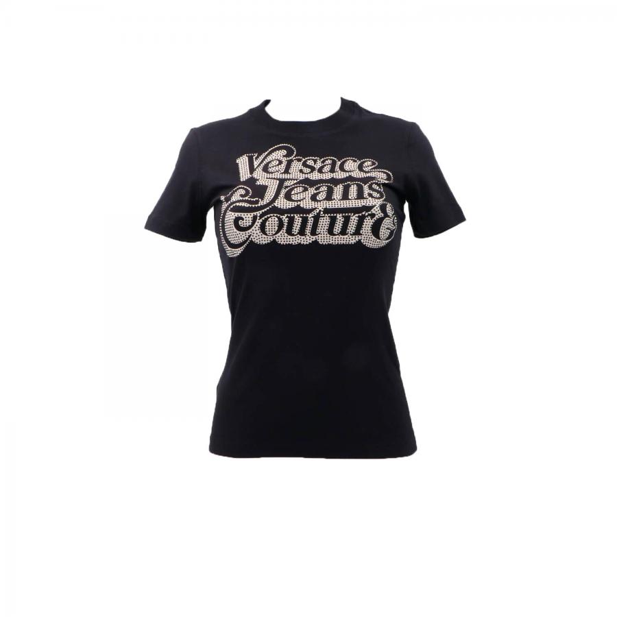 Versace T-shirt 75HAHG02 LOGO SPEN CRYSTAL Nero Versace T-shirt 75HAHG02 LOGO SPEN CRYSTAL Nero